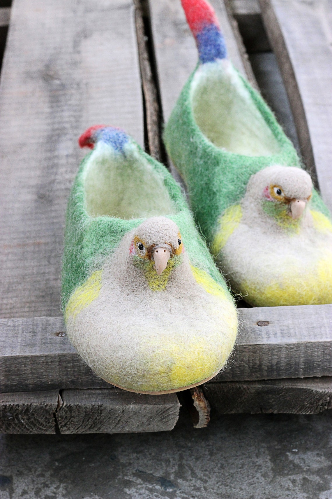 Conure bird custom slippers eco wool flat shoes natural | Etsy