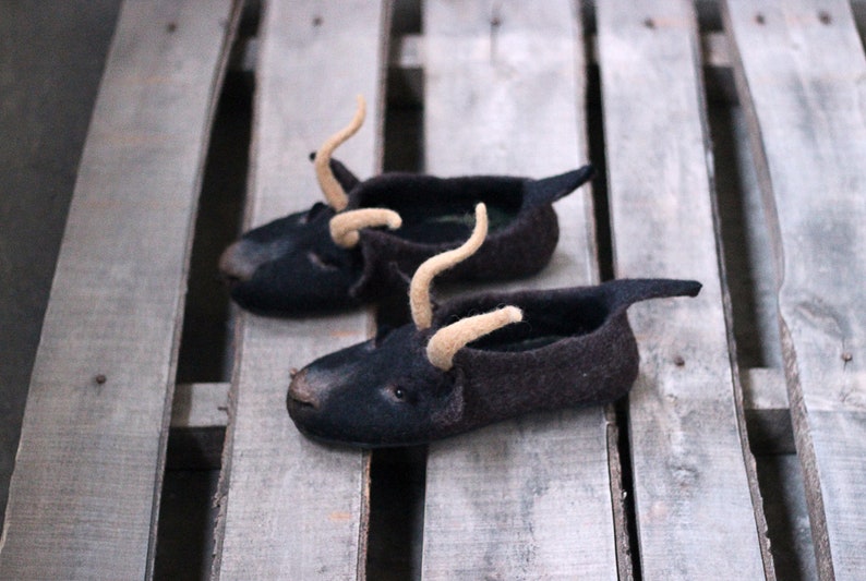 Black Goat Premium Slippers Farm Animals Custom Handmade - Etsy