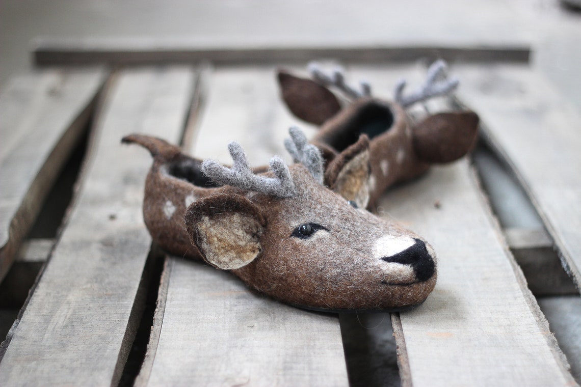 Spotted deer slippers forest animals custom slippers | Etsy