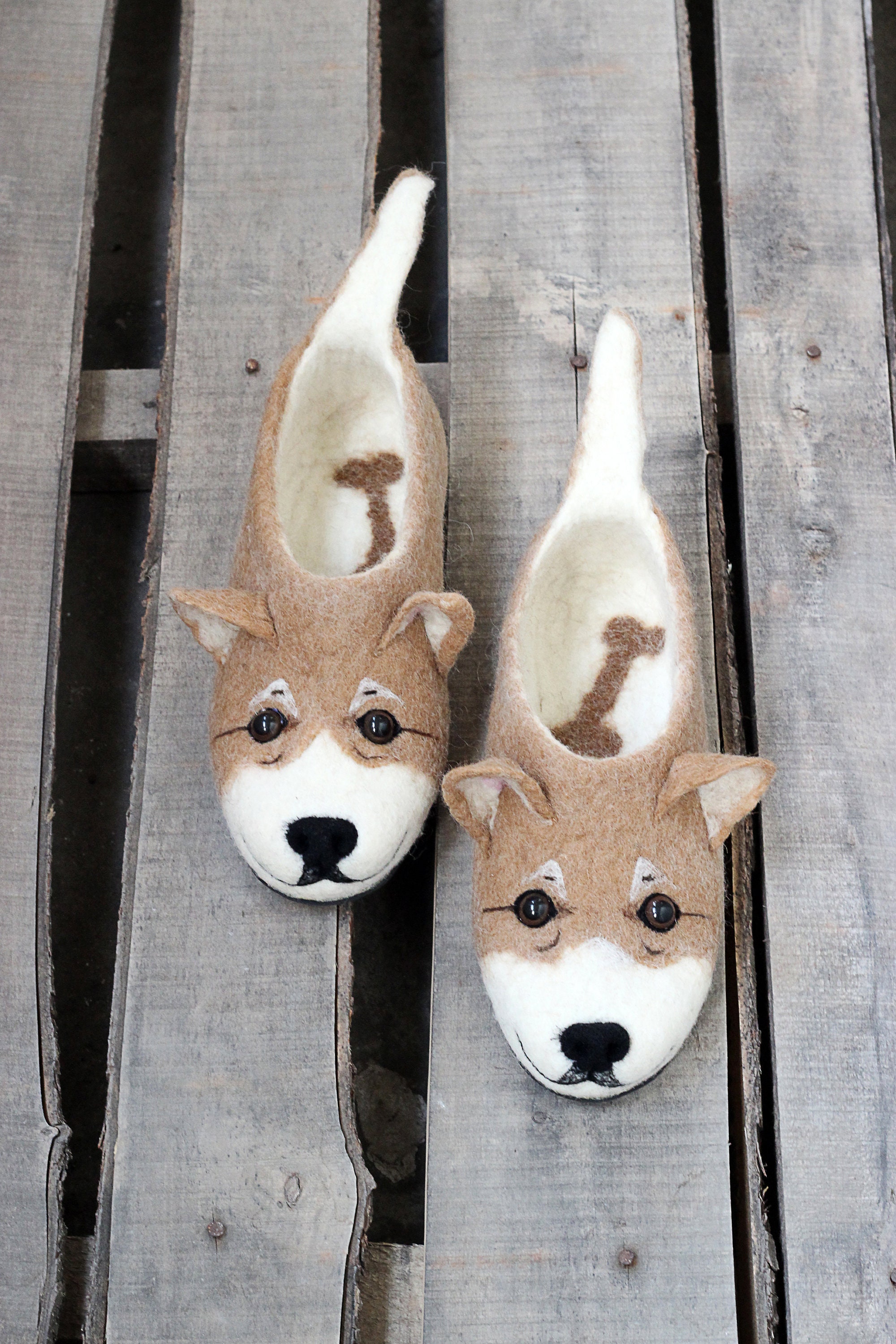 Premium Welsh Corgi Dog Slippers Handmade Wool Shoes Toy - Etsy