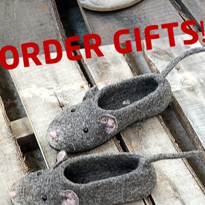 Rat Wool Felted Slippers, Mice, Custom Mouse, Warm Clogs, Natural Wool ...