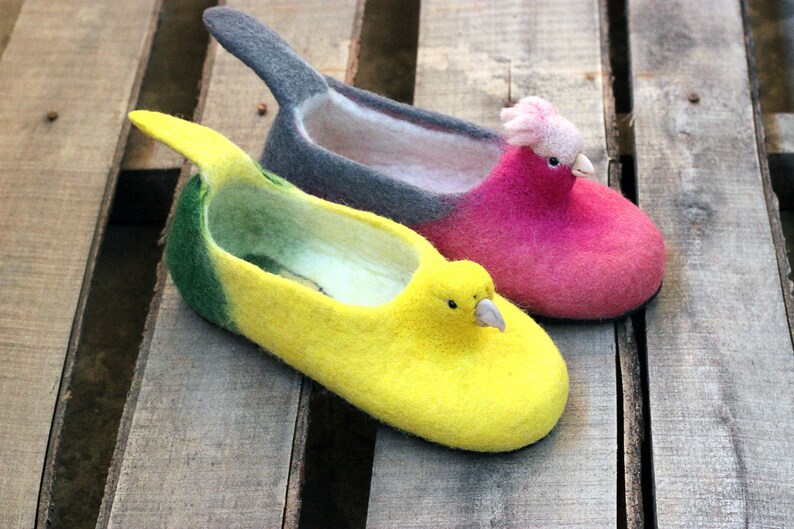 Parakeet Parrot Handmade Wool Slippers - Etsy