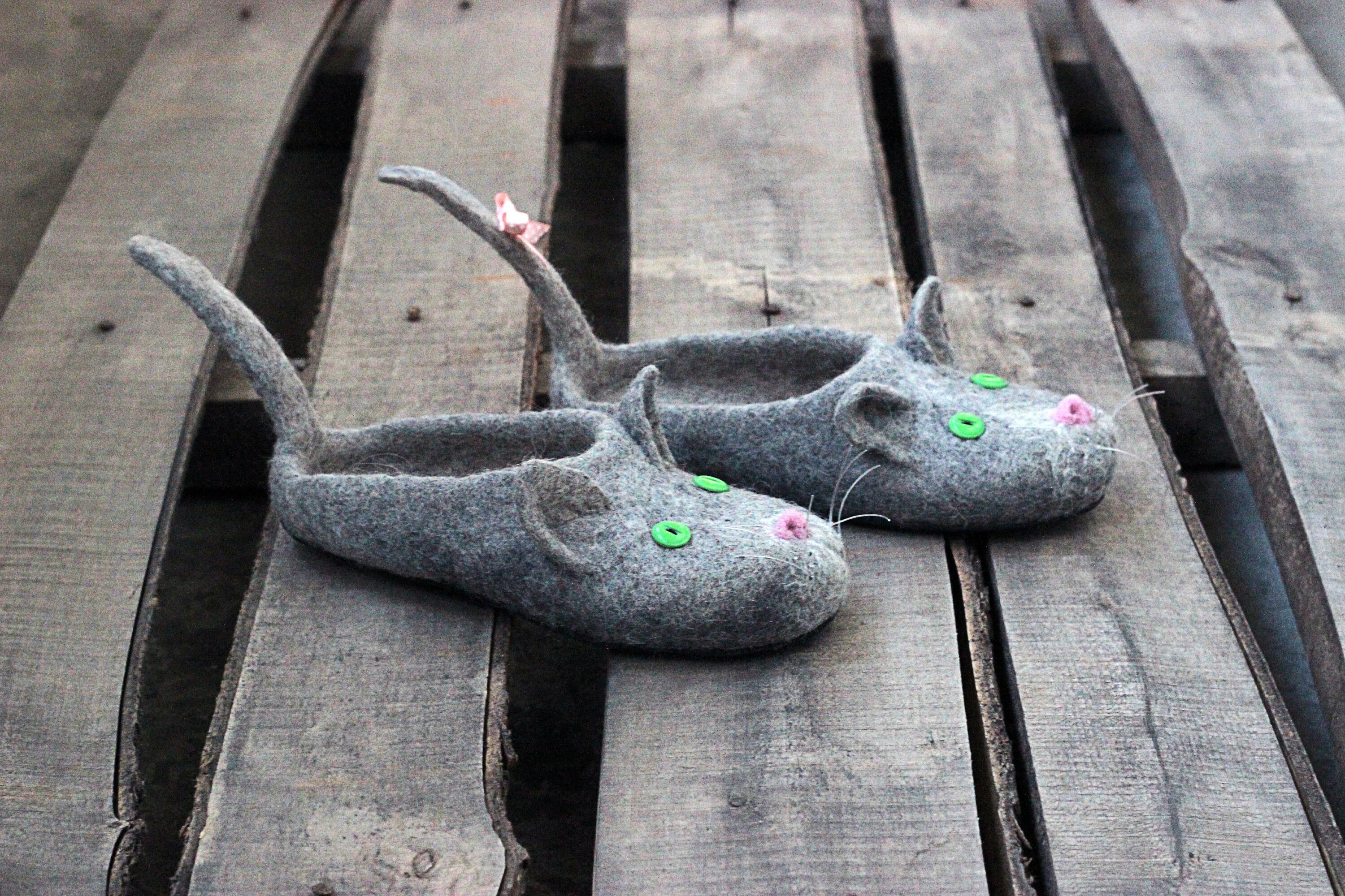 Cat slippers toys personalized handmade flat cats gray shoes | Etsy