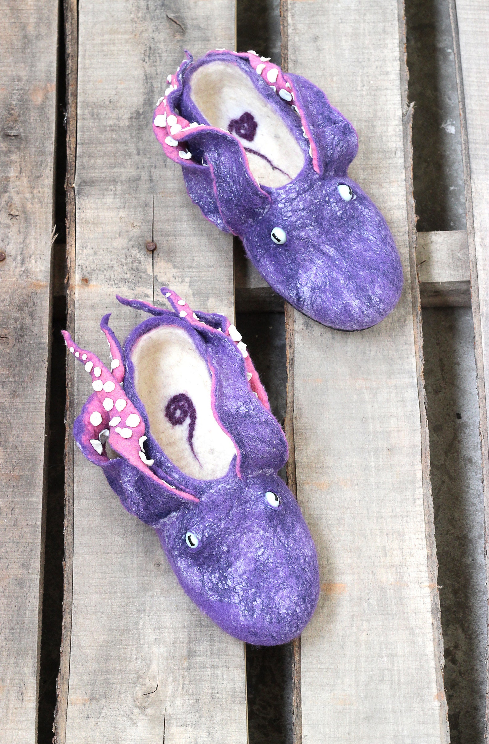 Octopus Slippers Handmade Custom Wool Felted Shoes | Etsy