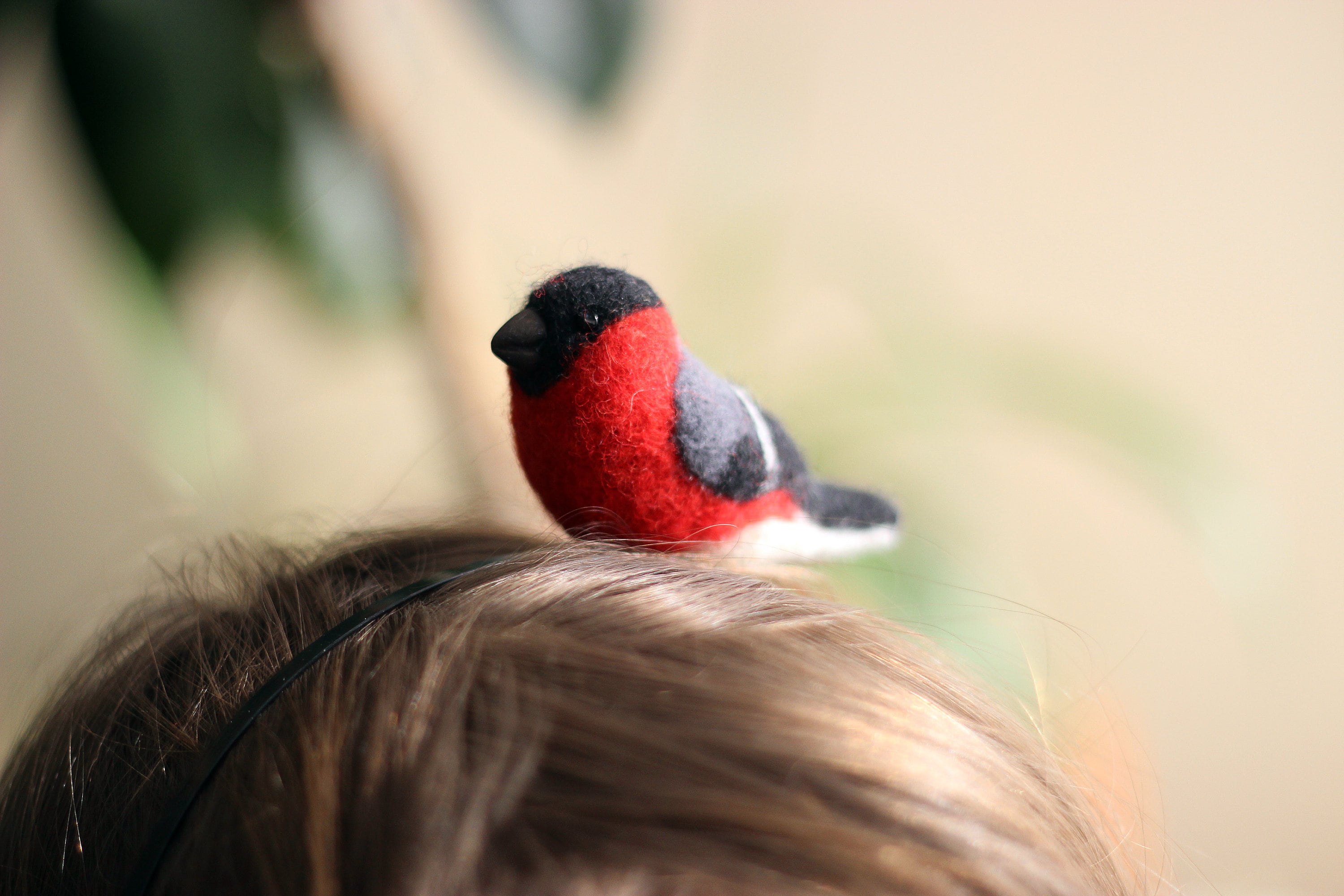 Bullfinch Hair Hoop Custom Bird Wool Felted Headband Felt - Etsy