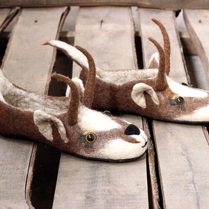 Wild Goat Premium Custom Slippers, Farm Animals, Handmade Felt Wool ...