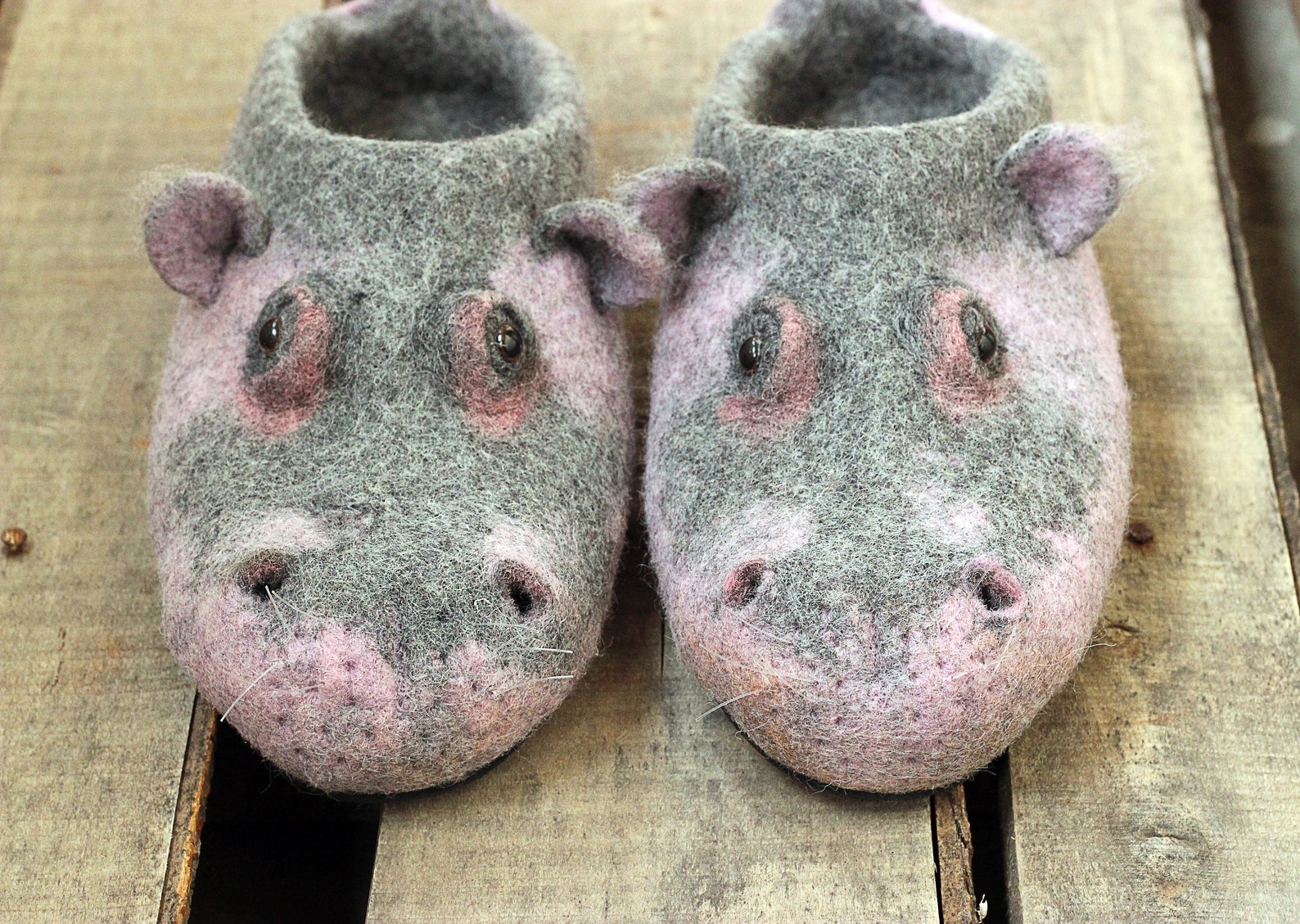 Hippopotamus Exclusive Felted Slippers Hippo Eco Shoes - Etsy