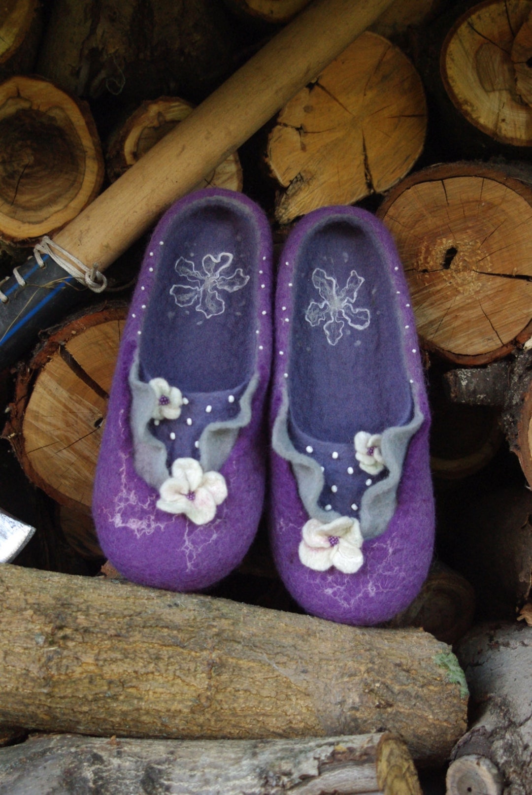 Lavender Wool Felted Clogs Slippers, Personalized, Wool Shoes, Felt ...