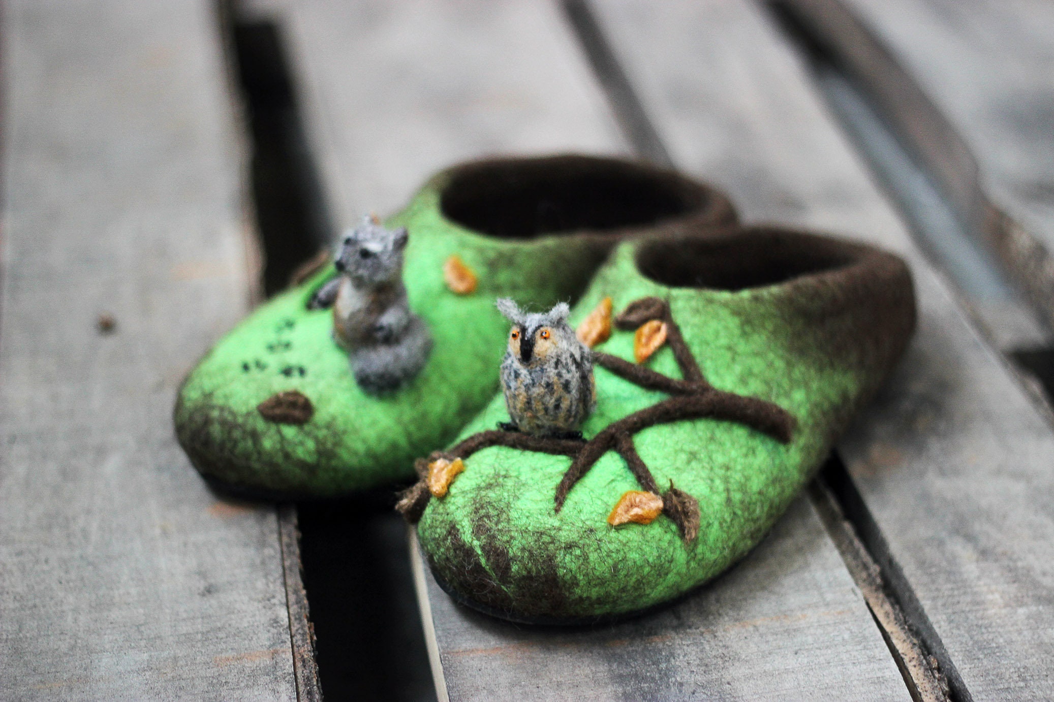 Handmade slippers with mini animals figures custom | Etsy