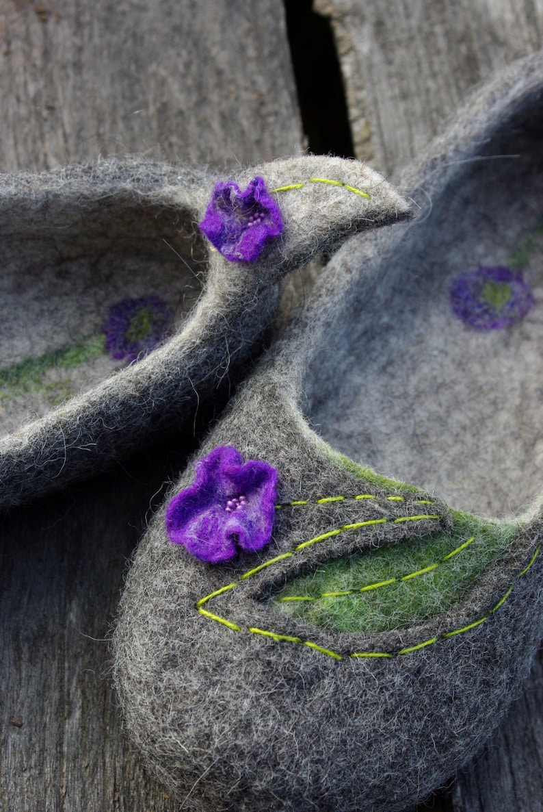 Hand Felted Personalized Wool Slippers for Woman. Wool Shoes | Etsy