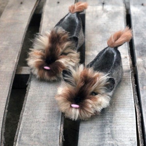 York Terrier Felted Custom Dog Slippers - Etsy
