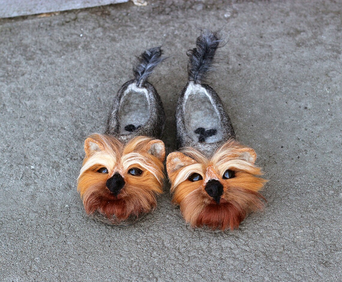York Terrier Dog Wool Felted Slippers - Etsy