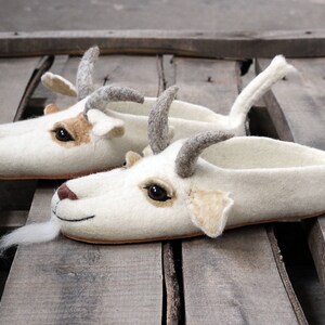 Goat Exclusive Slippers, Farm Animals, Custom Handmade Felt Wool Flat ...