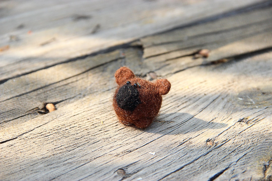 Miniature Bear, Wool Felted Dollhouse Animal, Mini Toy. Collectible ...