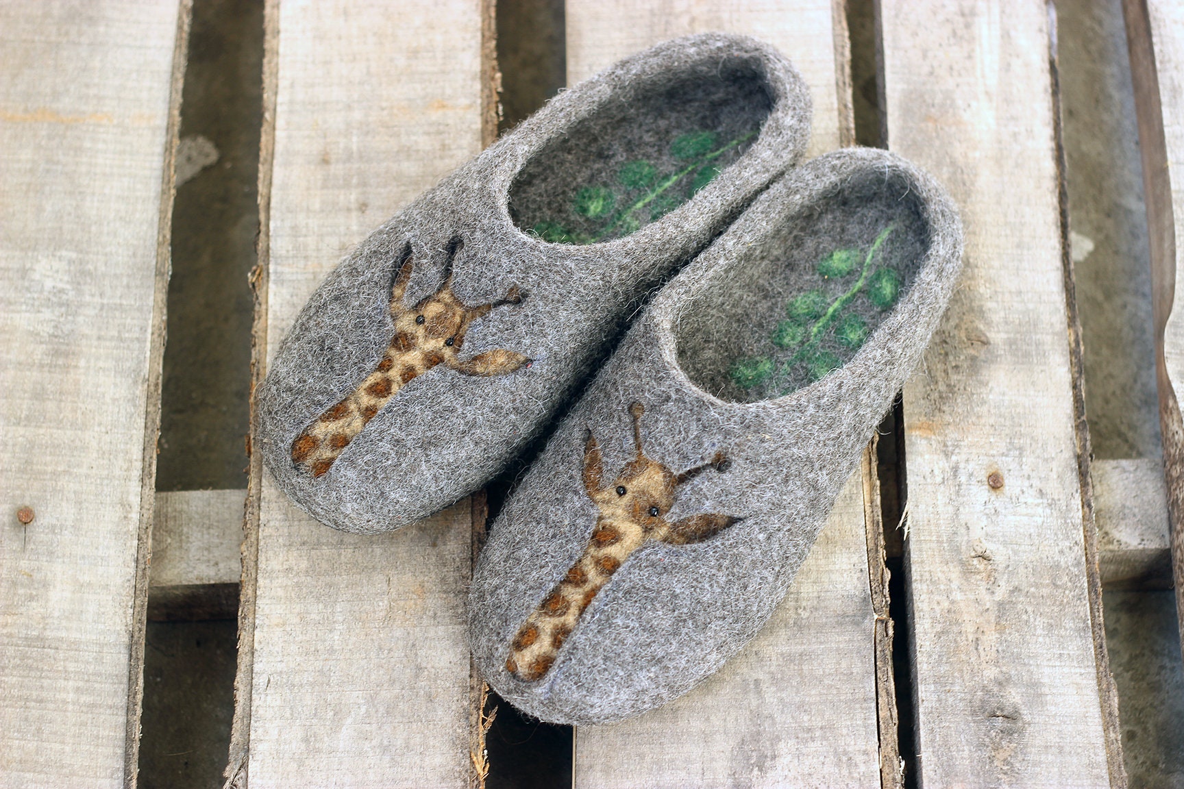 Giraffe custom slippers handmade felted personalized | Etsy