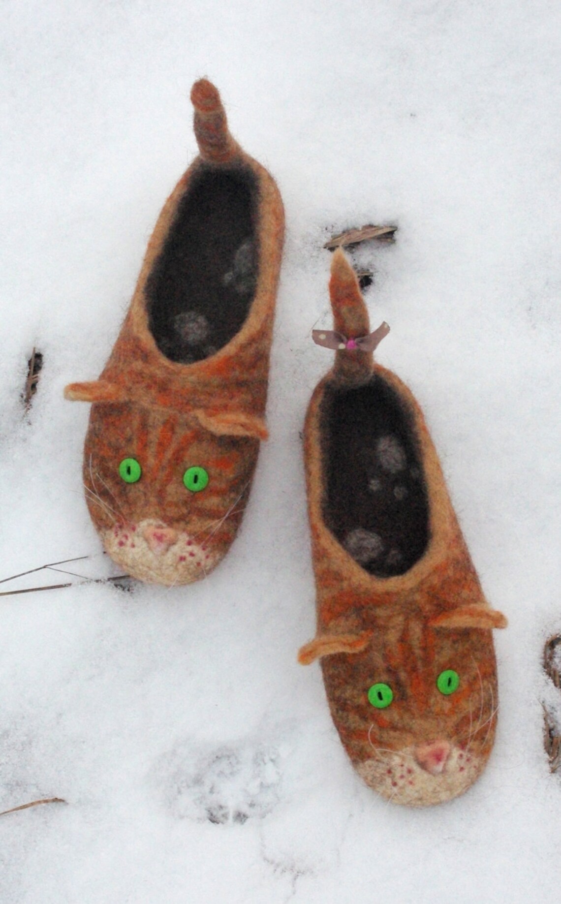 Red Cats Felted Slippers Custom Handmade Shoes. Warm Clogs - Etsy