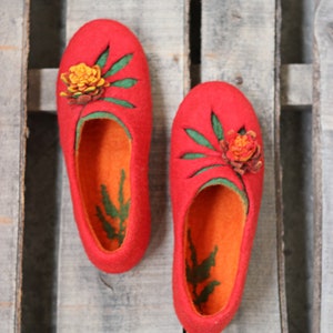 Mexican Marigold Flowers Felted All-season Slippers, Custom Women Clogs ...