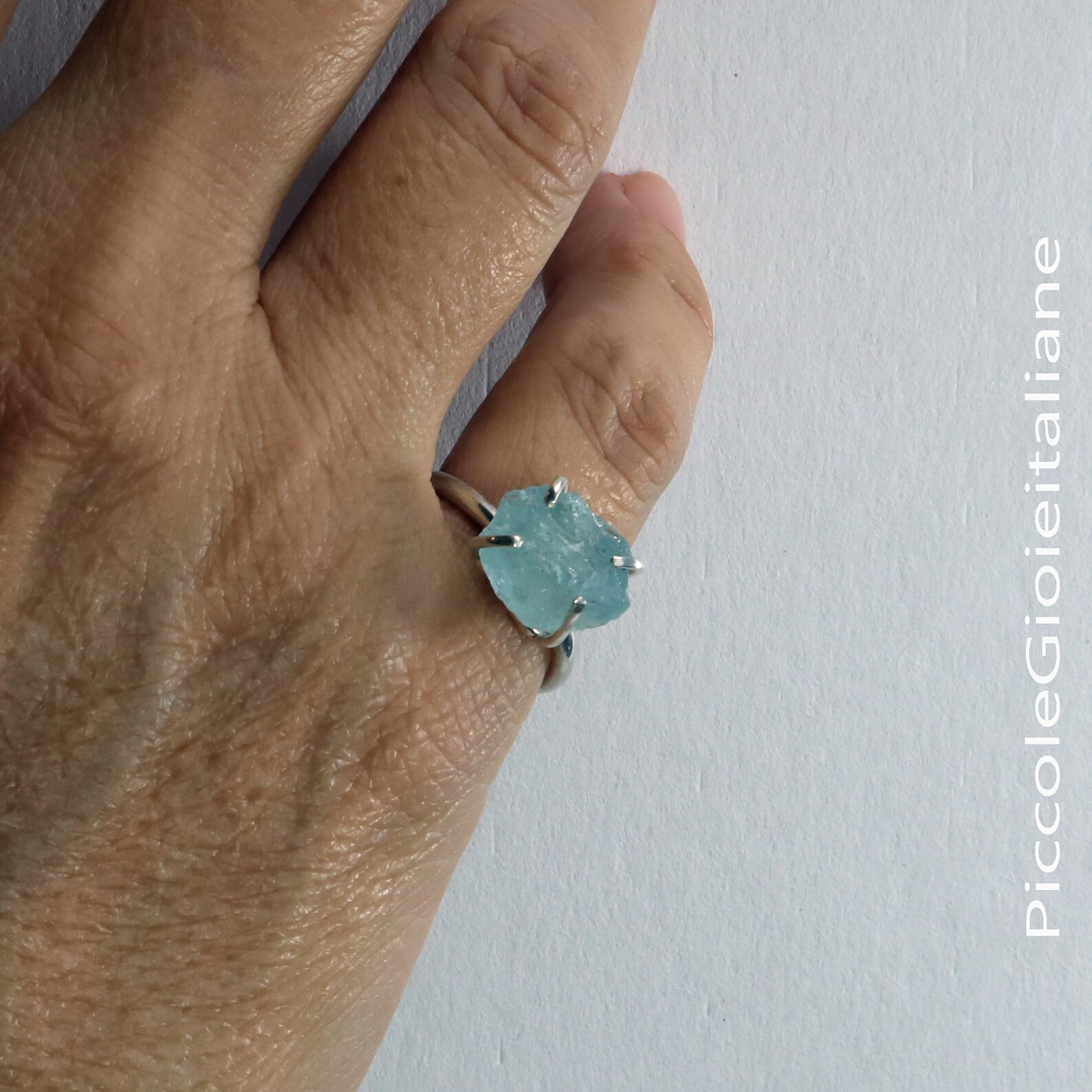 Anello acquamarina Anello argento 925 Anello pietra grezza - Etsy Italia