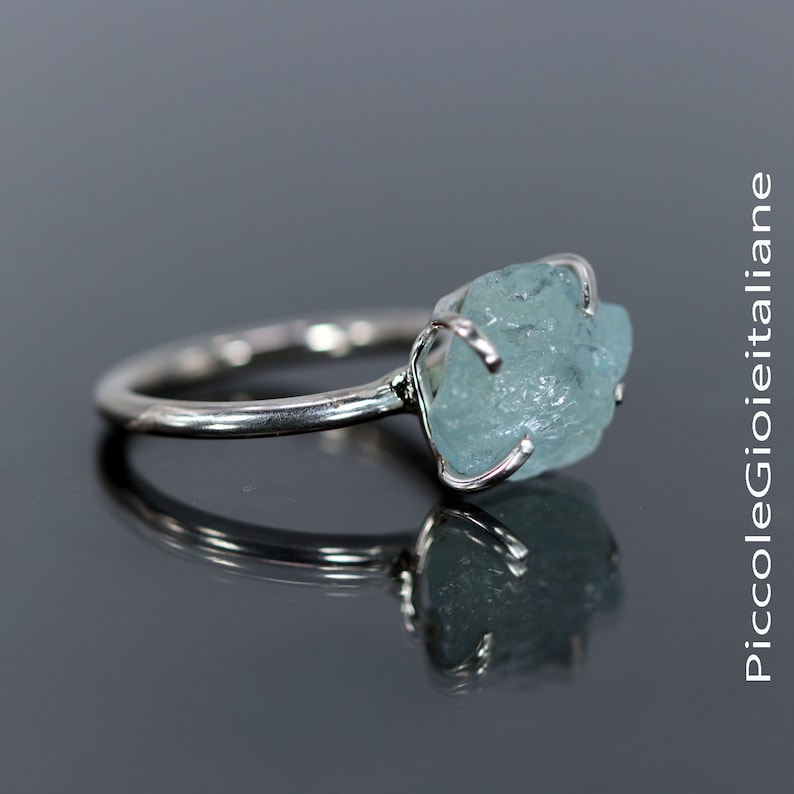 Anello acquamarina Anello argento 925 Anello pietra grezza - Etsy Italia
