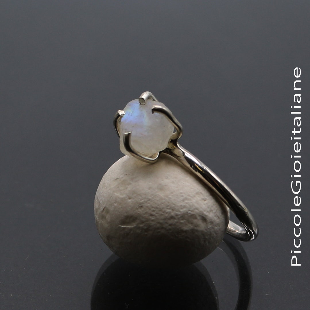Moonstone Ring, 925 Silver Ring, Rough Stone Ring, Semi-precious Stones ...