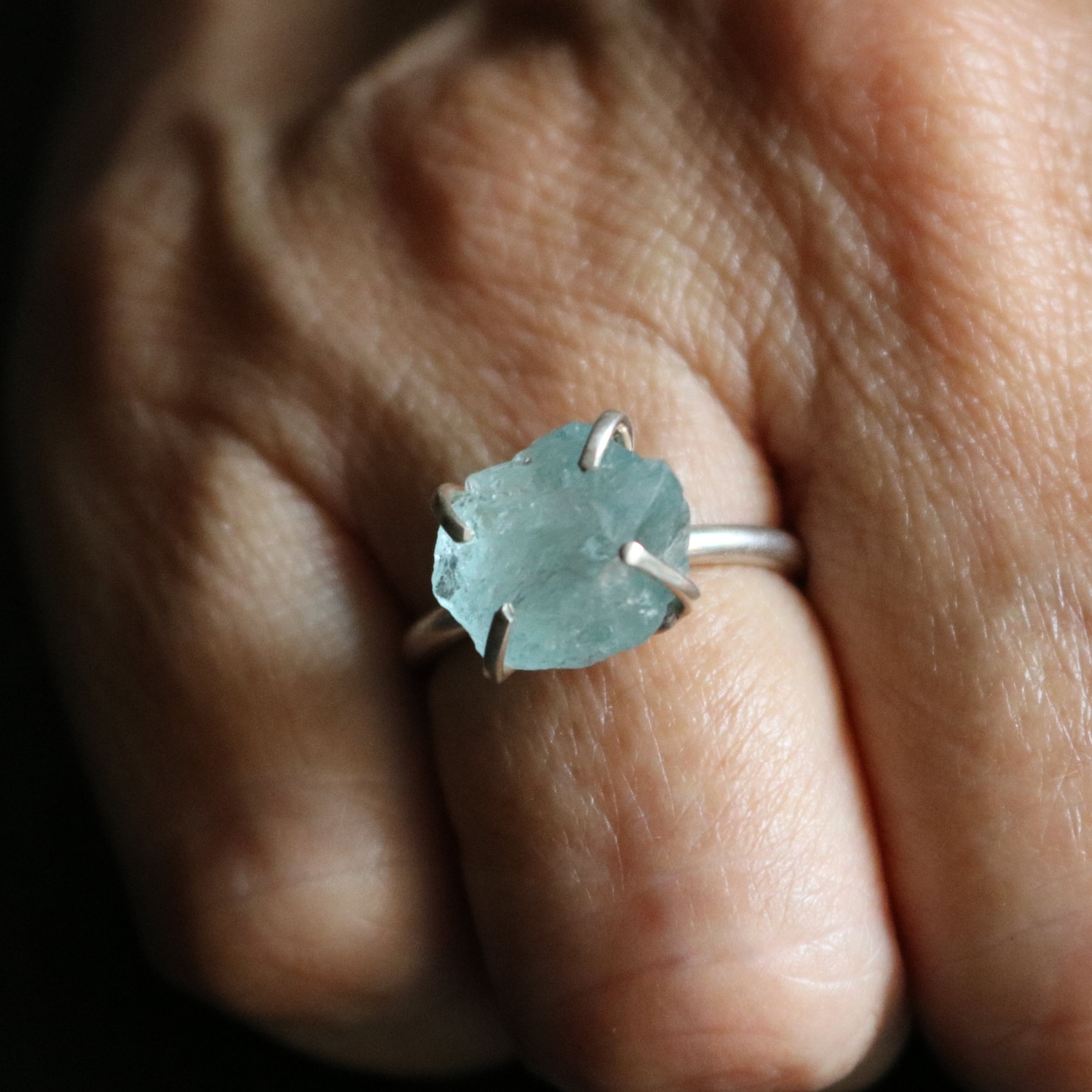 Anello acquamarina Anello argento 925 Anello pietra grezza | Etsy Italia