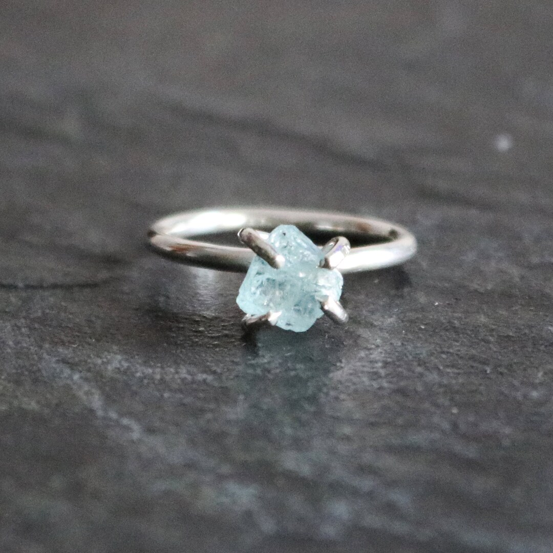 Aquamarine Ring and Silver 925, Raw Stone Ring, Hard Stone Ring, Craft ...