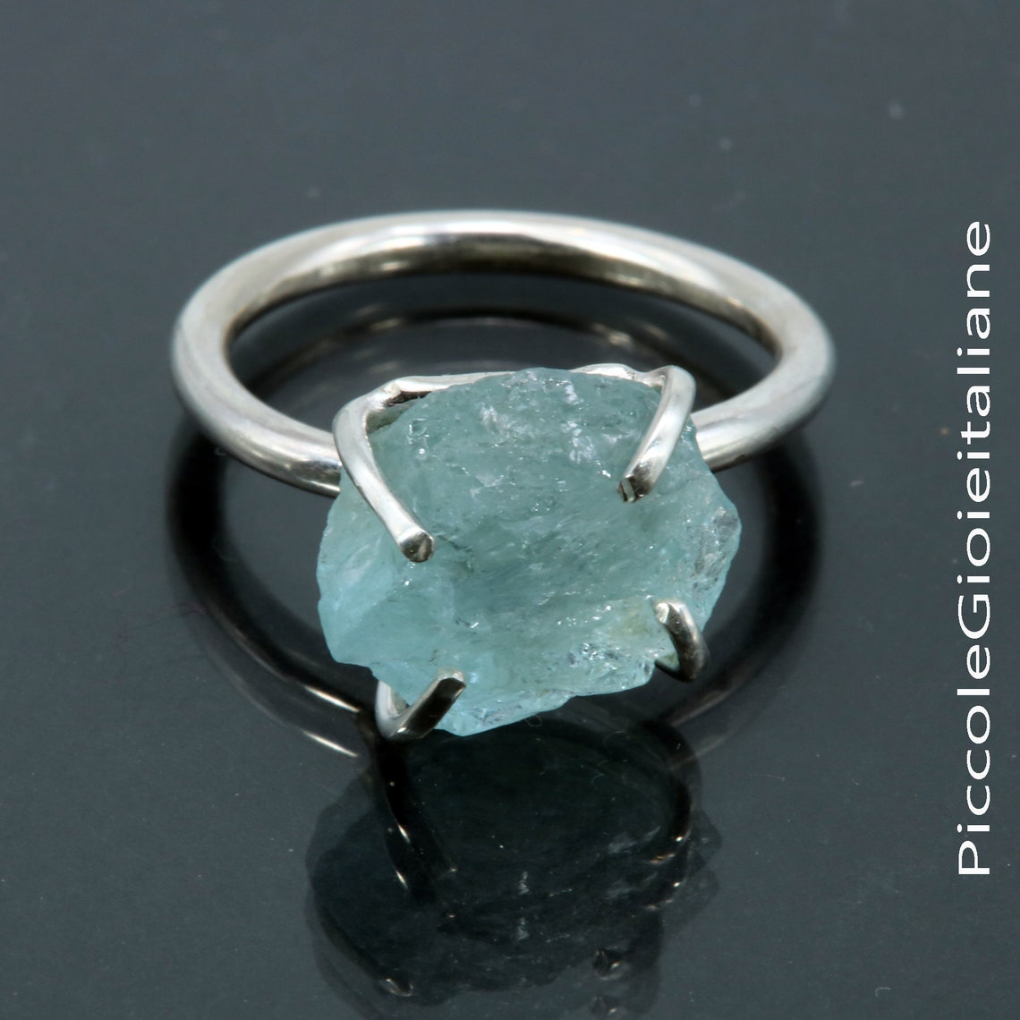Anello acquamarina Anello argento 925 Anello pietra grezza - Etsy Italia
