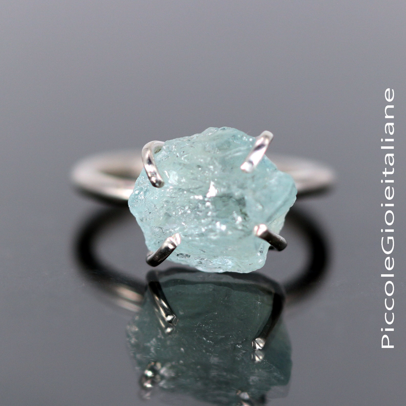 Anello acquamarina Anello argento 925 Anello pietra grezza | Etsy Italia