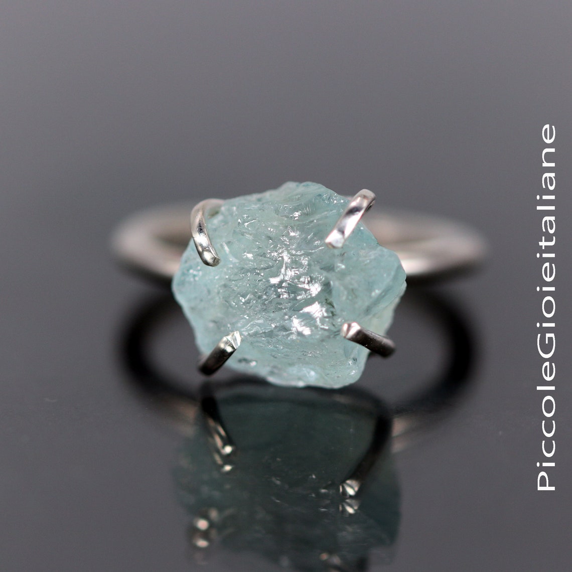 Anello acquamarina Anello argento 925 Anello pietra grezza | Etsy Italia