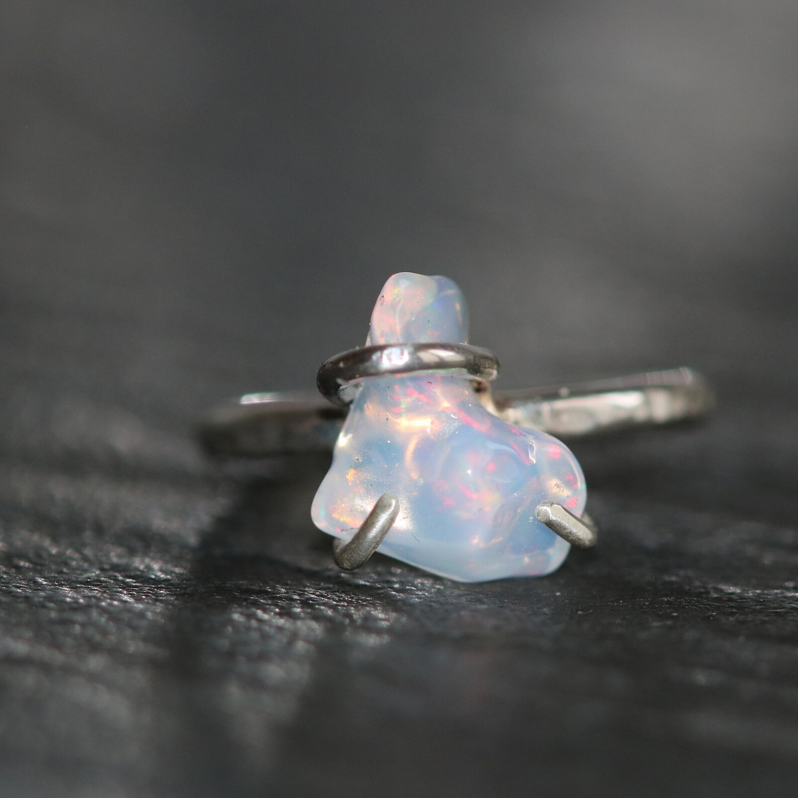 Anello opale grezzo naturale e argento 925 Anello pietre - Etsy Italia