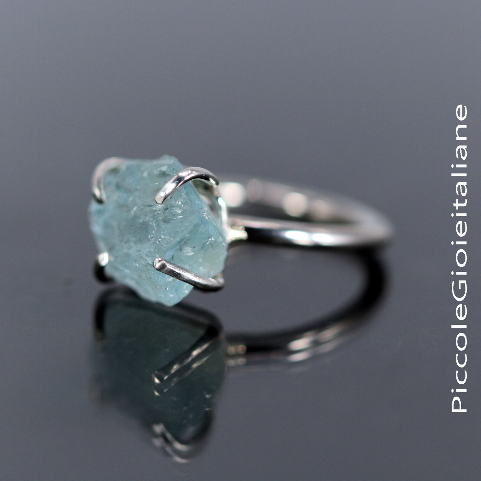 Anello acquamarina Anello argento 925 Anello pietra grezza | Etsy Italia