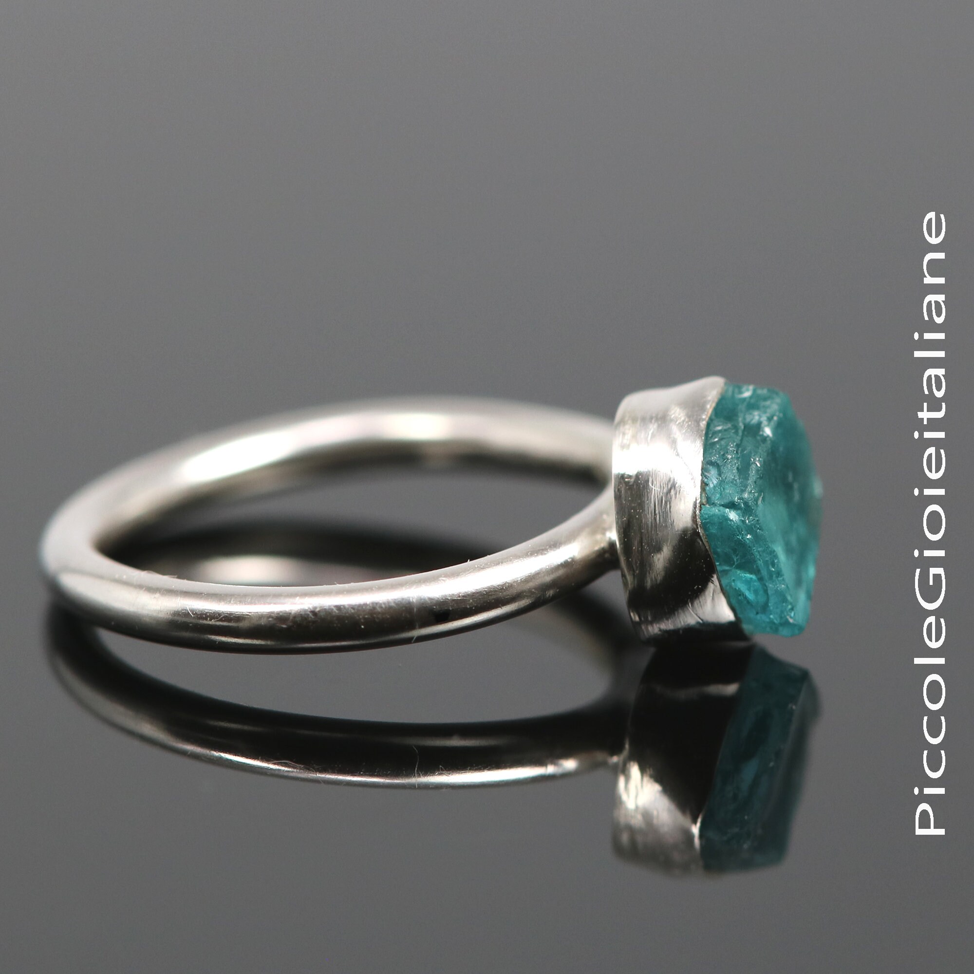 Raw apatite ring silver ring 925 cabochon ring hard stone | Etsy