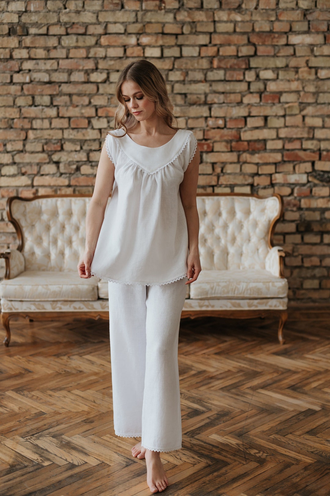 Linen Luxury Loungewear, Vintage Pajama, Linen Pyjama Set, Old ...