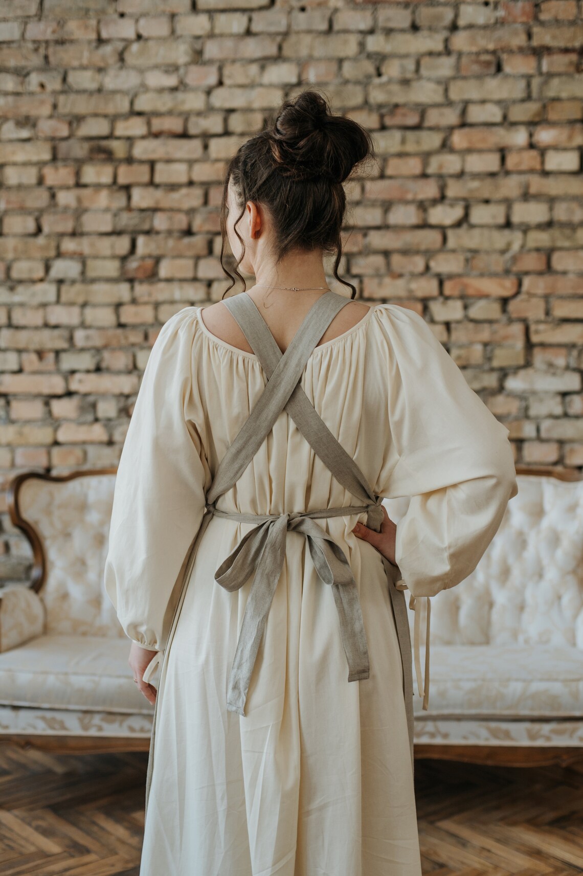 Mrs. Fitzgibbons Vintage Full Linen Apron, Victorian Garden Apron ...