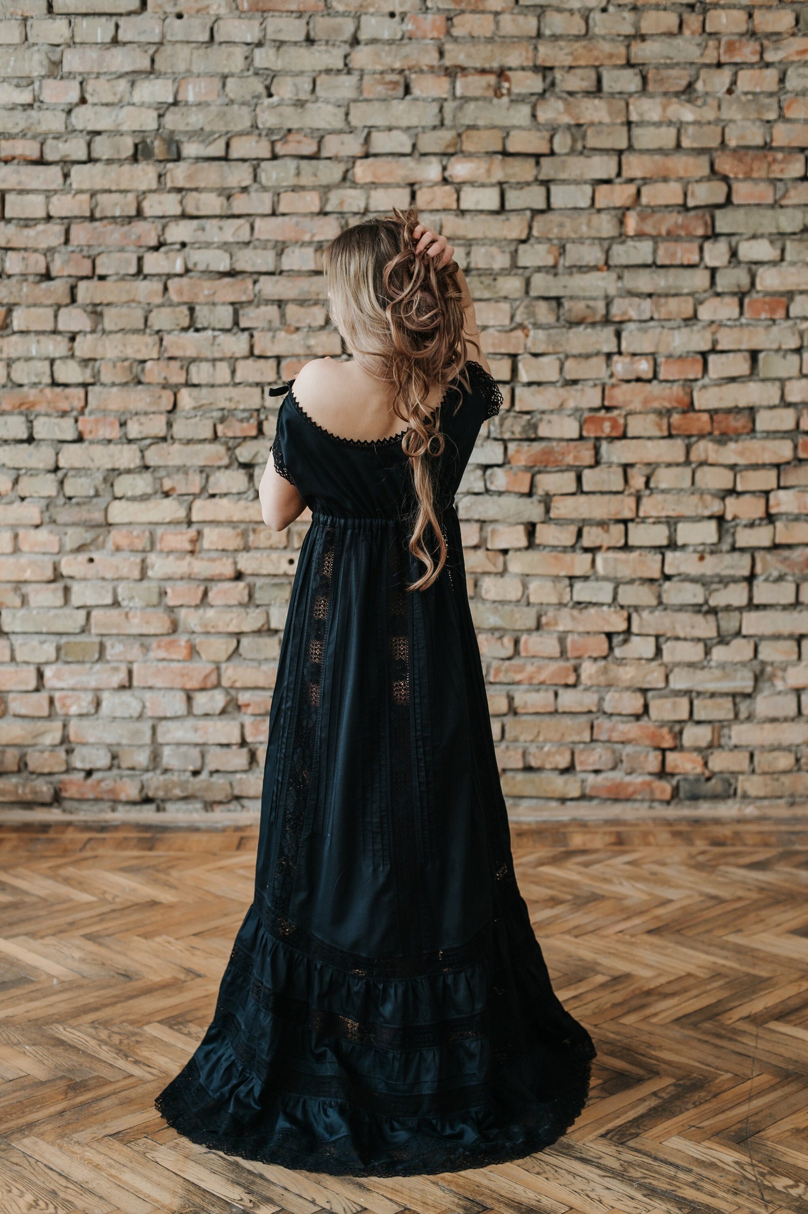 Victorian Nightdress, Vintage Night Gown, Black Nightie, Old Fashion ...