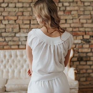 Ellie Linen Lounge and Sleep Set, Linen Pajama Set, Natural Pyjamas for ...