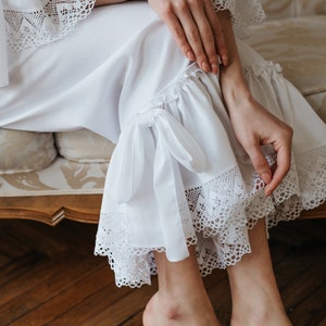 Victorian Nightwear, Chic Wedding Robe Set, Historical Cotton Pajamas ...