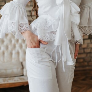 Victorian Nightwear, Chic Wedding Robe Set, Historical Cotton Pajamas ...