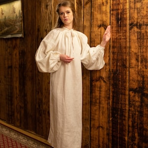 Linen Nightgown, Vintage Nightwear, Old Fashioned Nightie, Peasant ...