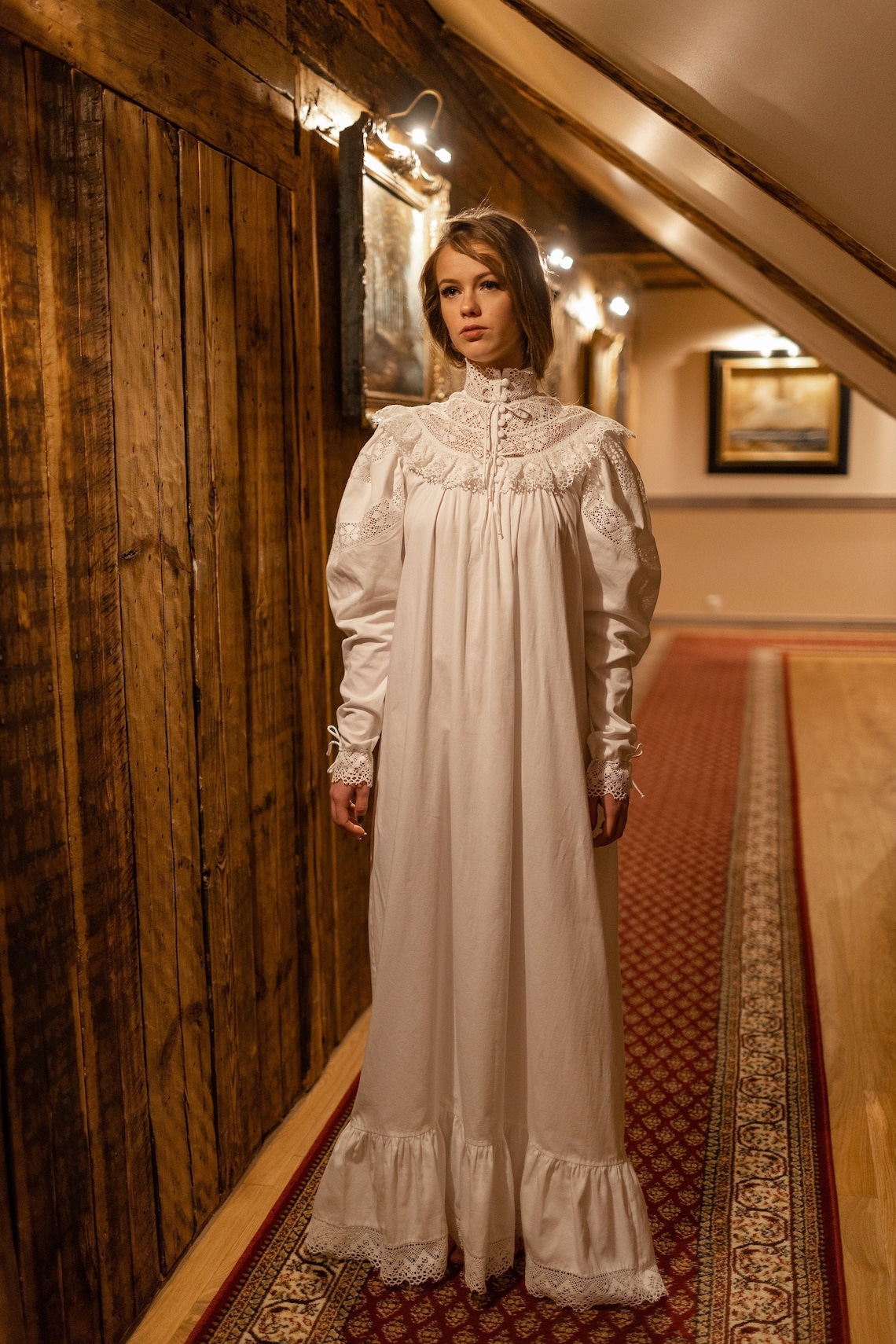 Victorian Nightgown, Lace Edwardian Nightgown, Vintage Nightwear, Long ...