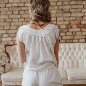 Ellie Linen Lounge and Sleep Set, Linen Pajama Set, Natural Pyjamas for ...