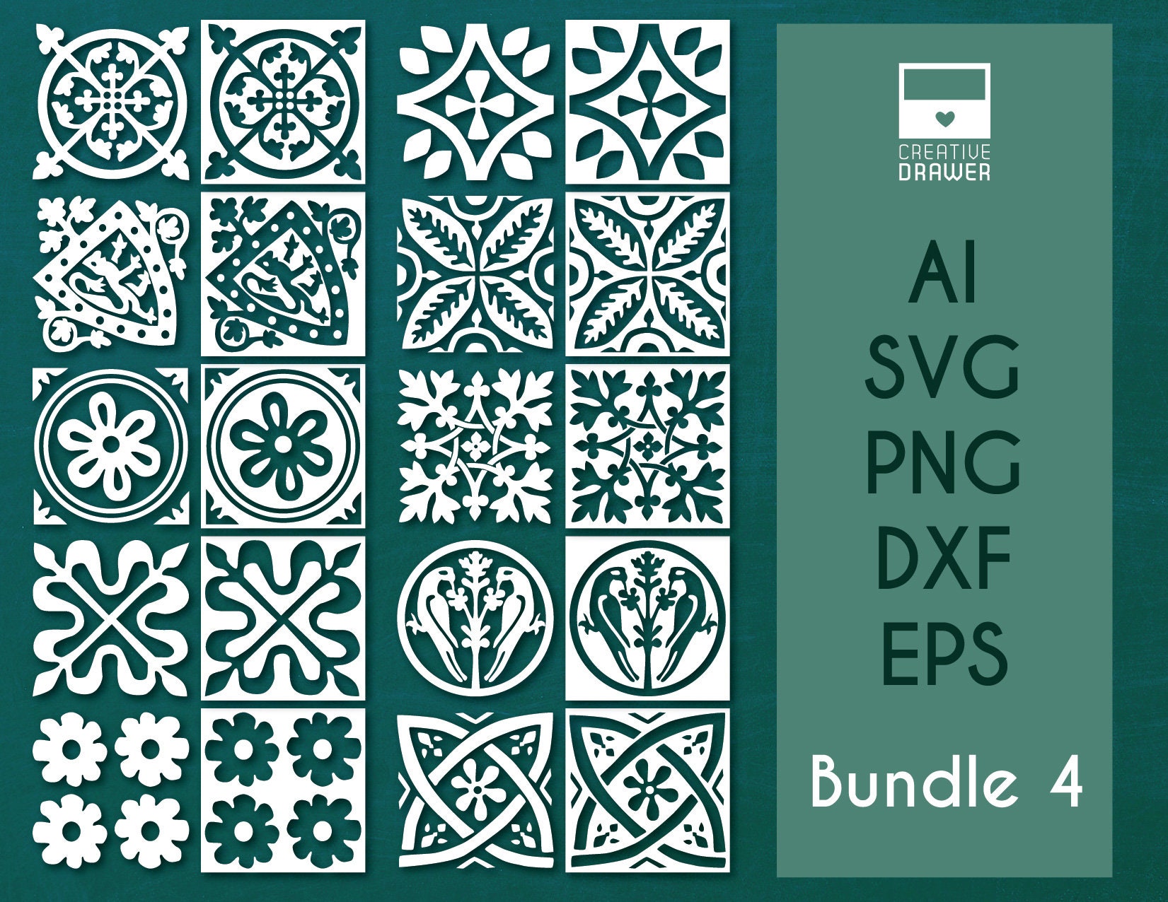 Medieval Tile Bundle 4 -digital Cut Files SVG, DXF, Vector - 10 ...