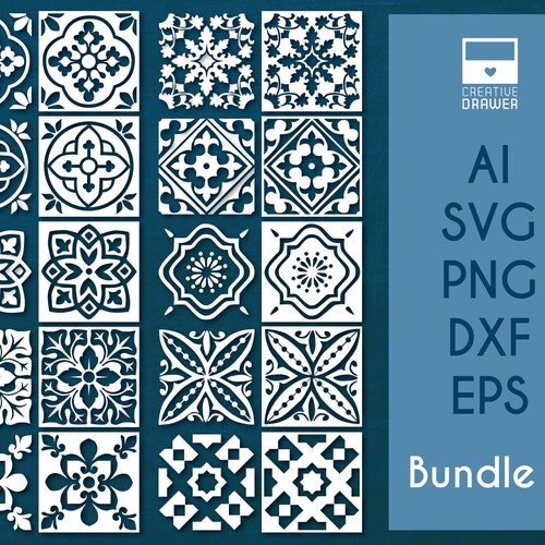 Spanish Tile Bundle 5 digital Cut Files SVG DXF Vector 10 - Etsy