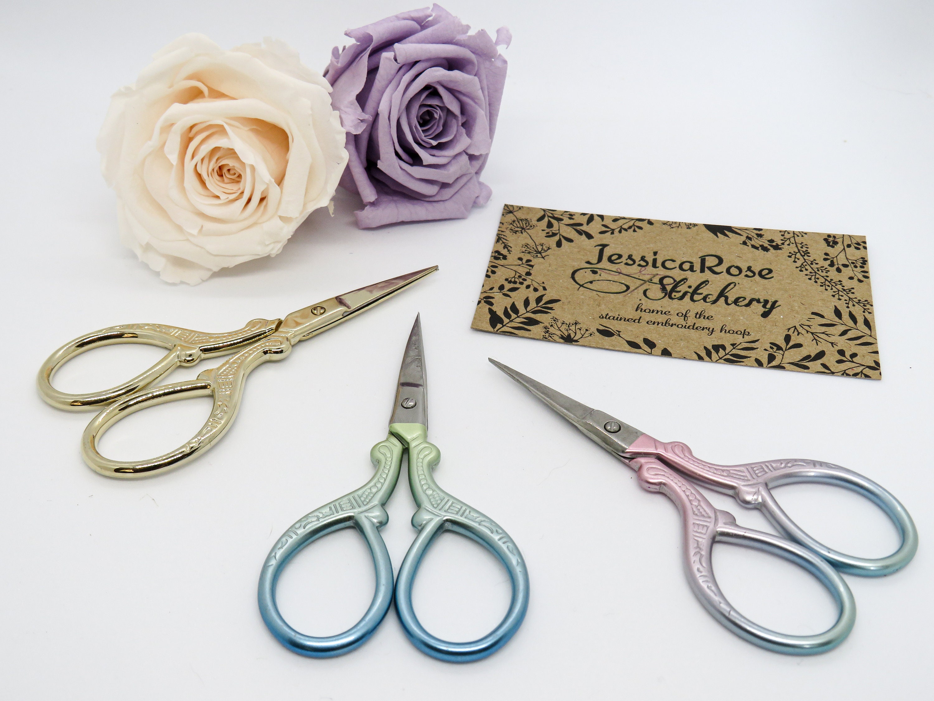 Gold Pink or Blue Vintage Embroidery Scissors Sewing | Etsy