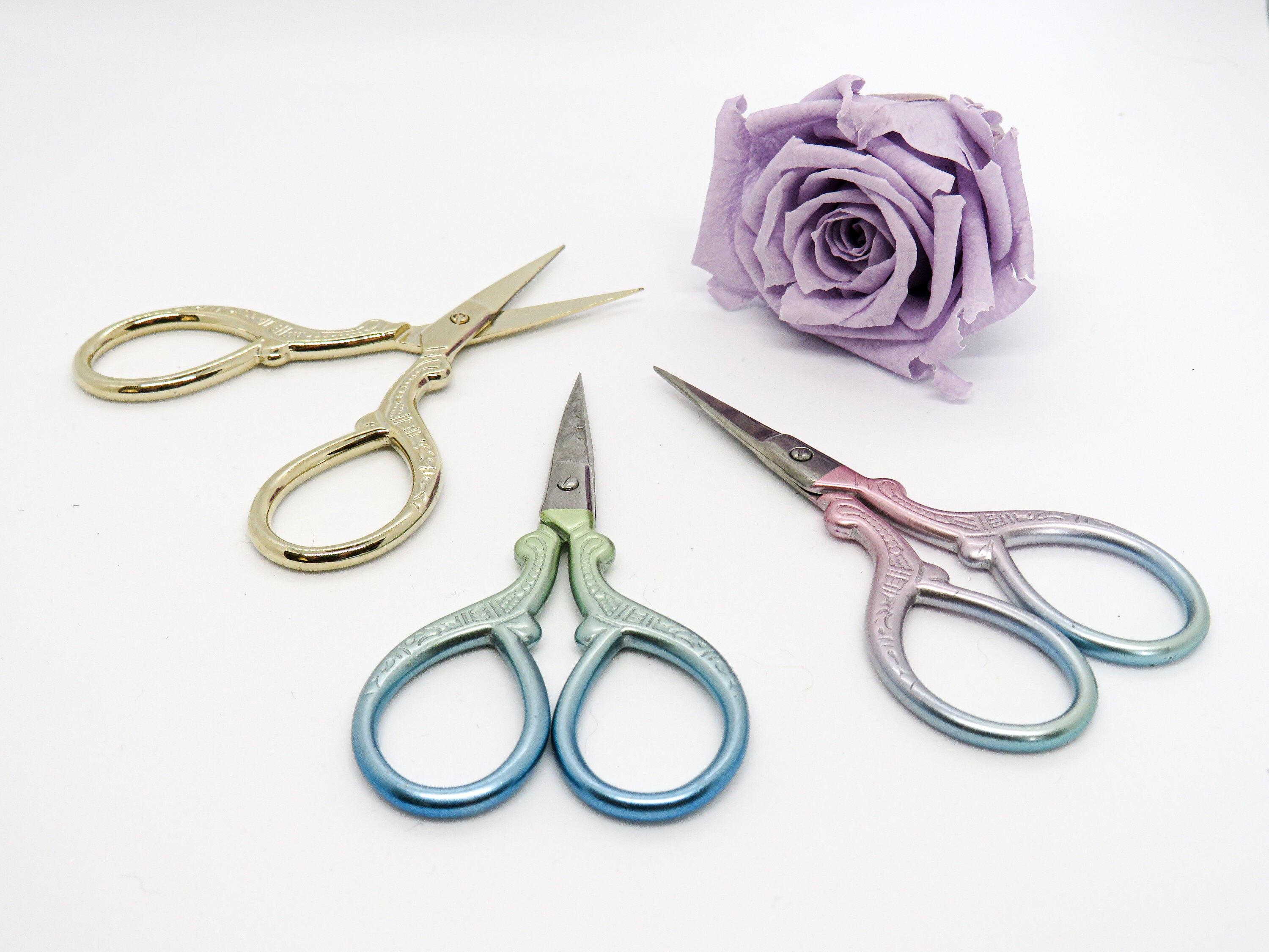 Gold Pink or Blue Vintage Embroidery Scissors Sewing - Etsy