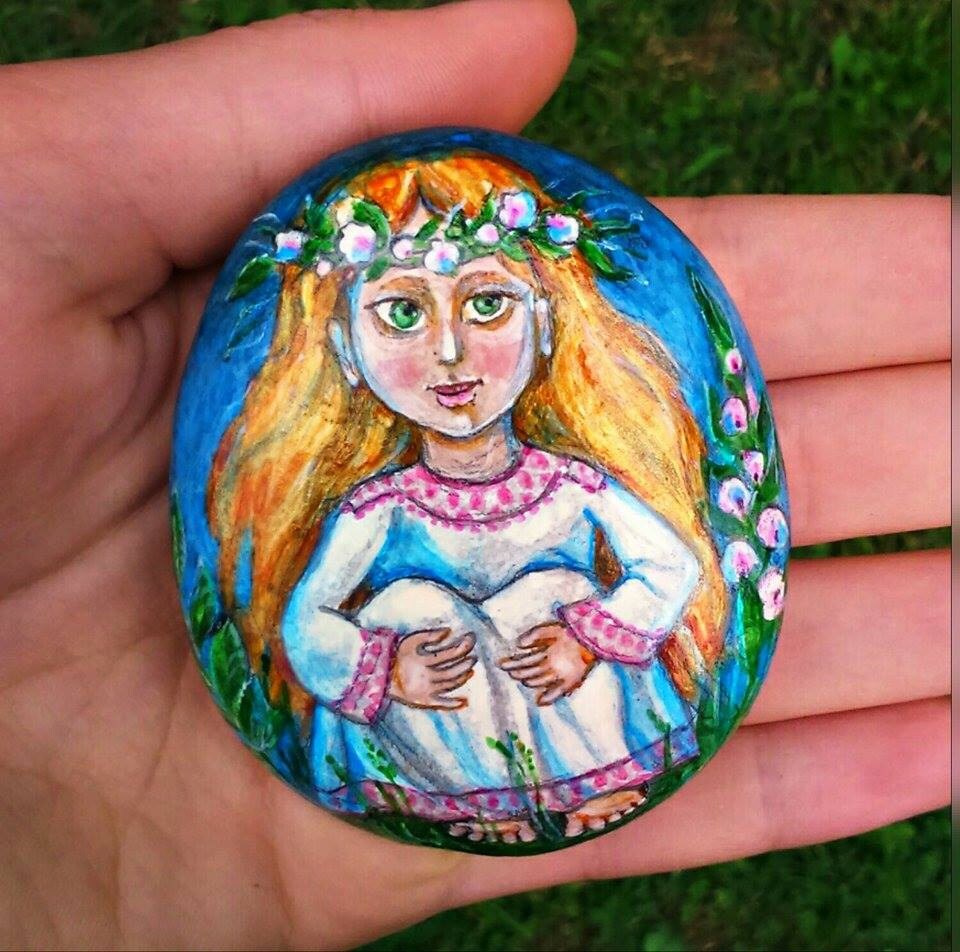 Painted Stone, Spring Fairy, Stone Painting, the Painted on Stone ...