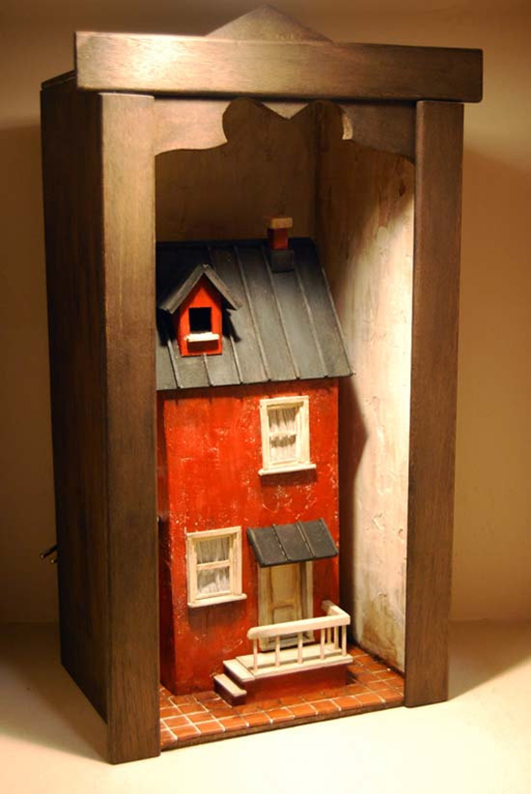 Diorama With Wooden House With Interior Light. - Etsy