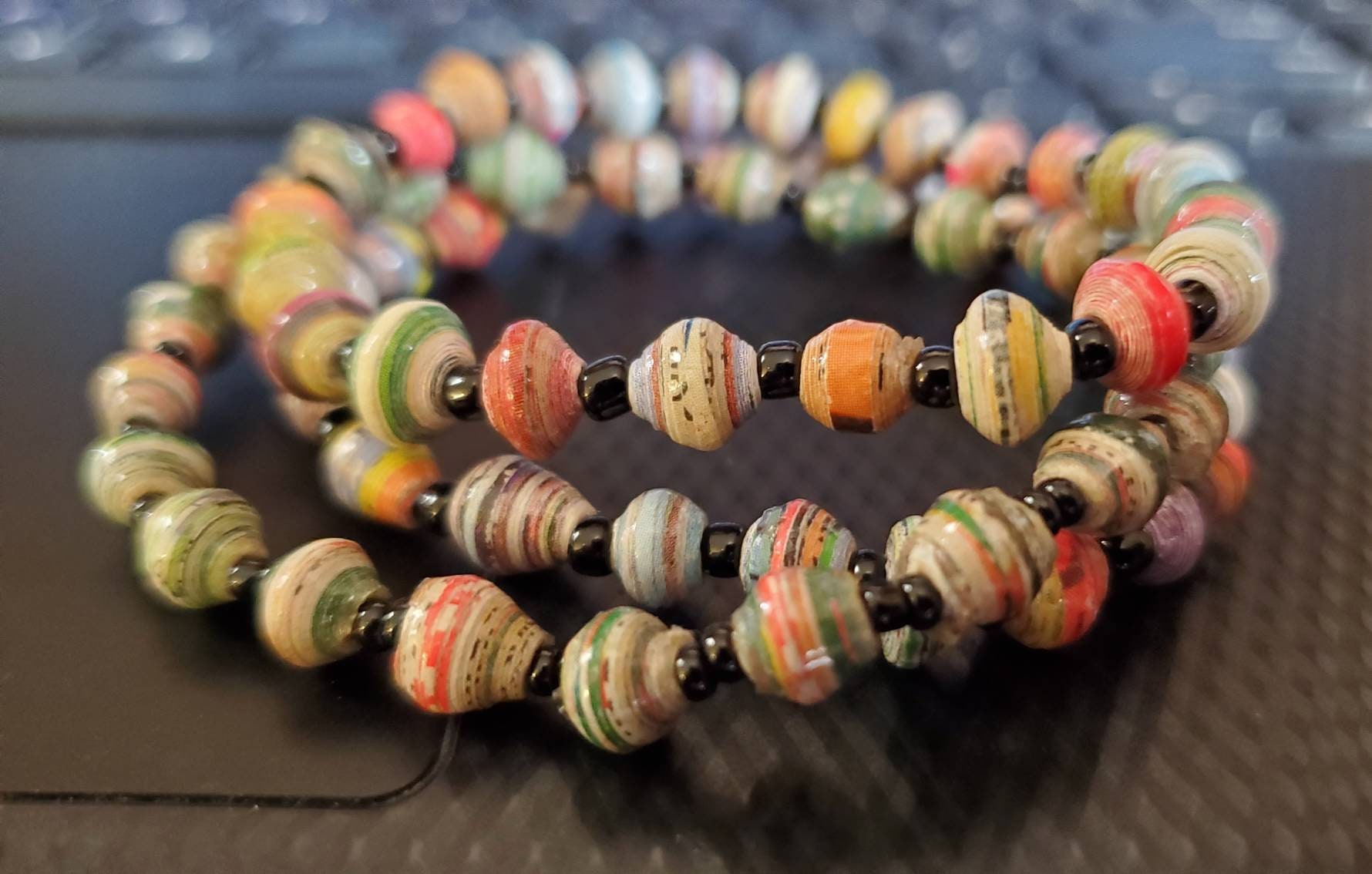 Multi-colored Paper Bead Bracelet Set of 3 Beads Are Small - Etsy