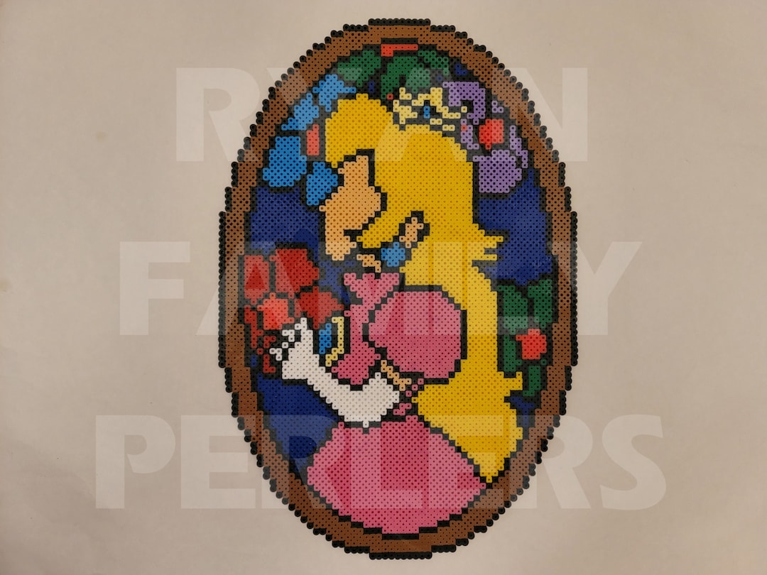 Princess Peach Stained Glass Perler - FREE U.S. SHIPPING! - Etsy