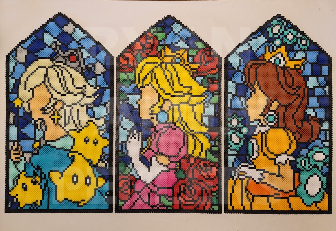 Princess Peach, Daisy, & Rosalina Stained Glass Perlers - FREE US ...